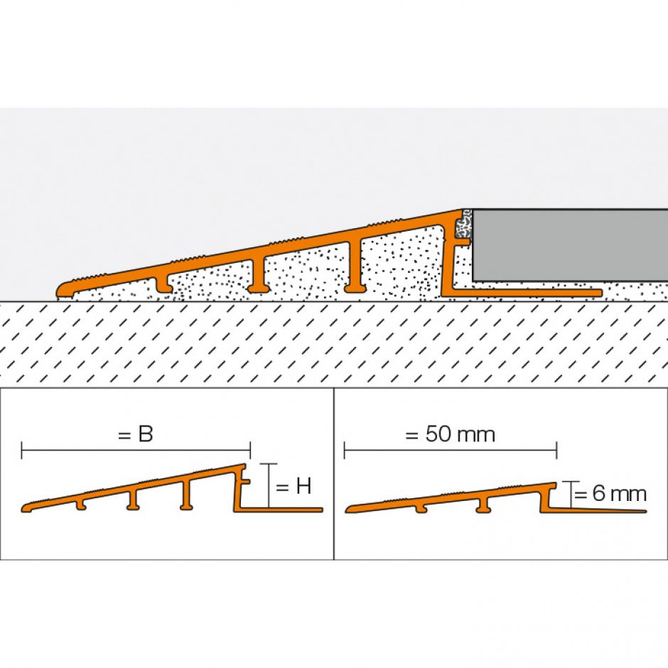 Schlüter-RENO RAMP AE Übergangsprofil Aluminium 6mm