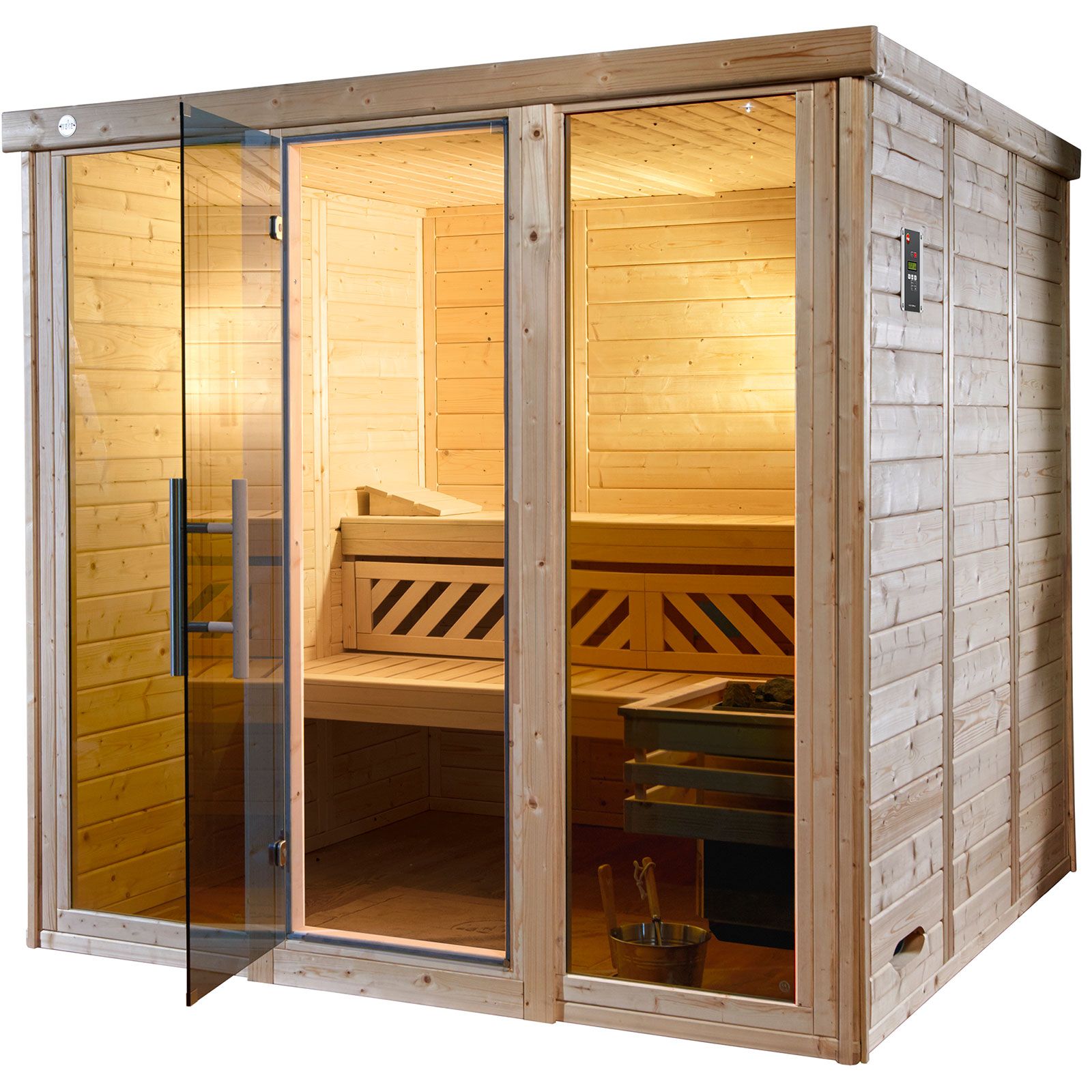 weka Sauna Elementsauna KEMI mit Panorama-Glasfront