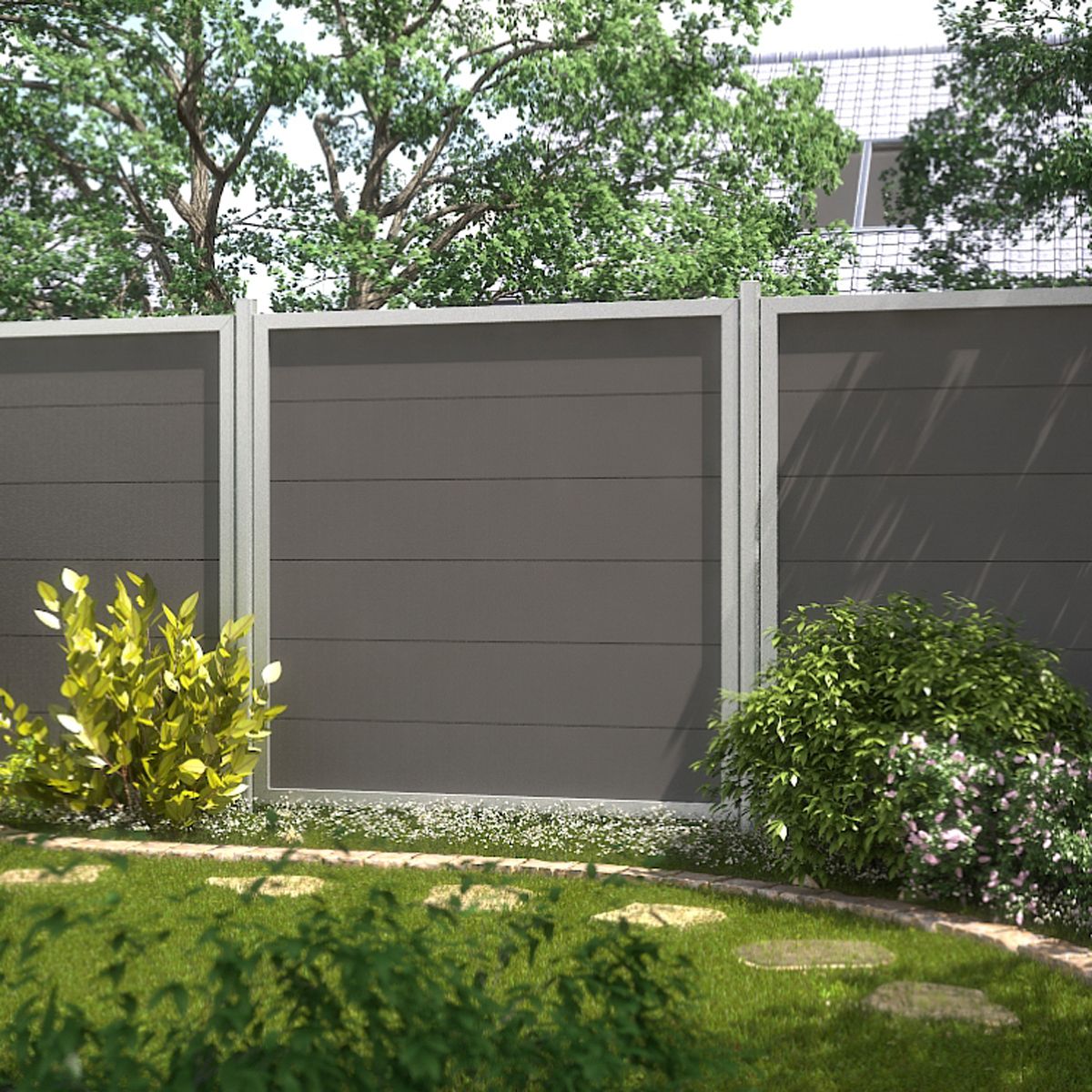 TraumGarten Sichtschutzzaun DESIGN WPC ALU Anthrazit