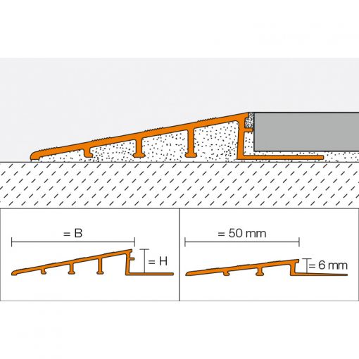 Schlüter-RENO RAMP AE Übergangsprofil Aluminium 6mm
